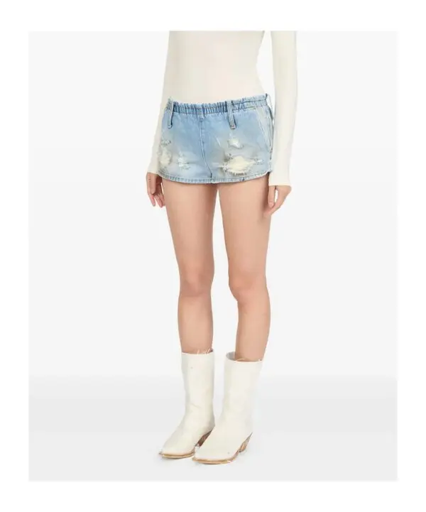 MAISON MARGIELA Distressed Denim Shorts - Medium Blue