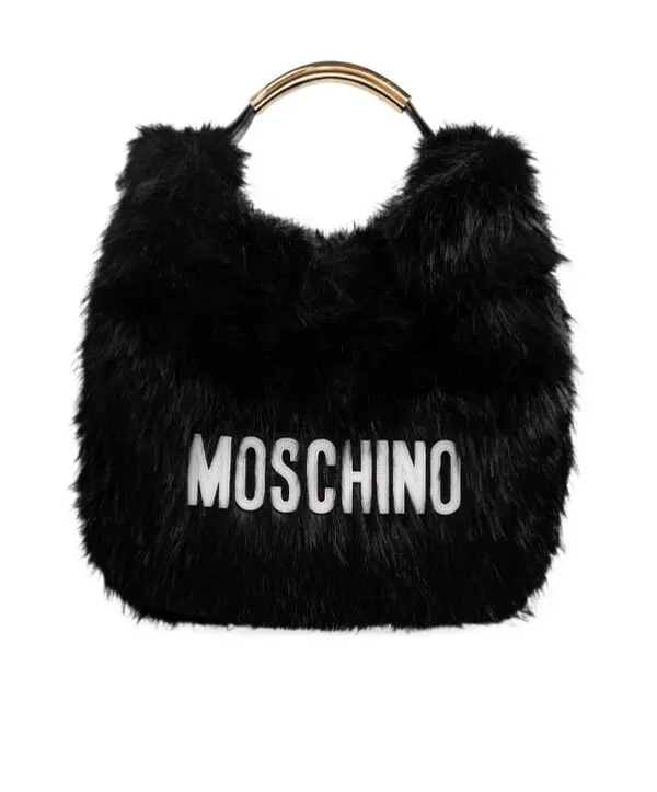 Moschino Faux Fur Top Handle Bag - Black