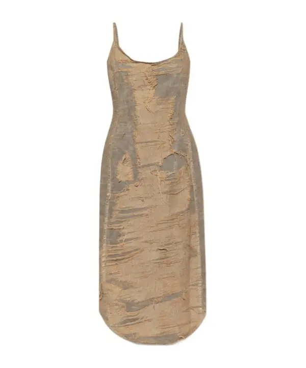 DIESEL® De-vera Fsg Distressed Denim Dress - Nude