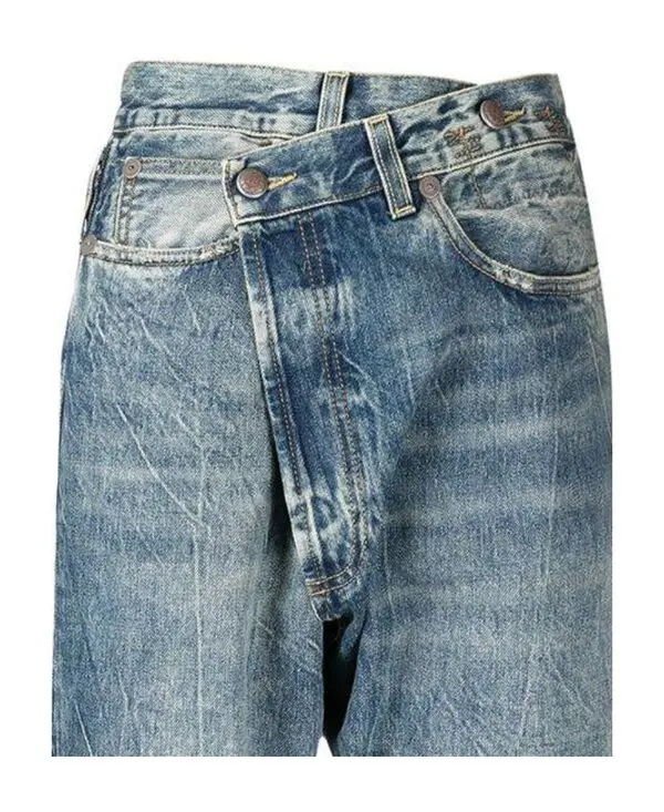 R13 Crossover Straight Leg Jeans - Gray