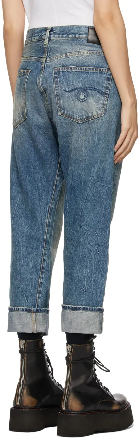 R13 Crossover Straight Leg Jeans - Gray