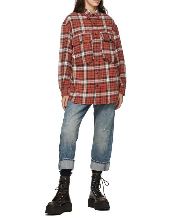 R13 Crossover Straight Leg Jeans - Gray