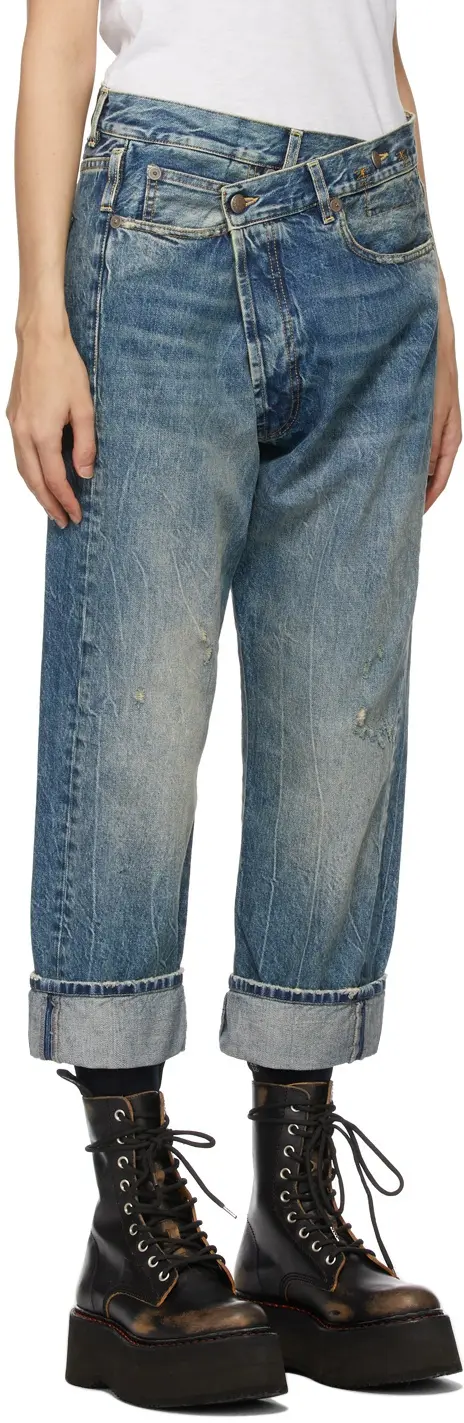 R13 Crossover Straight Leg Jeans - Gray