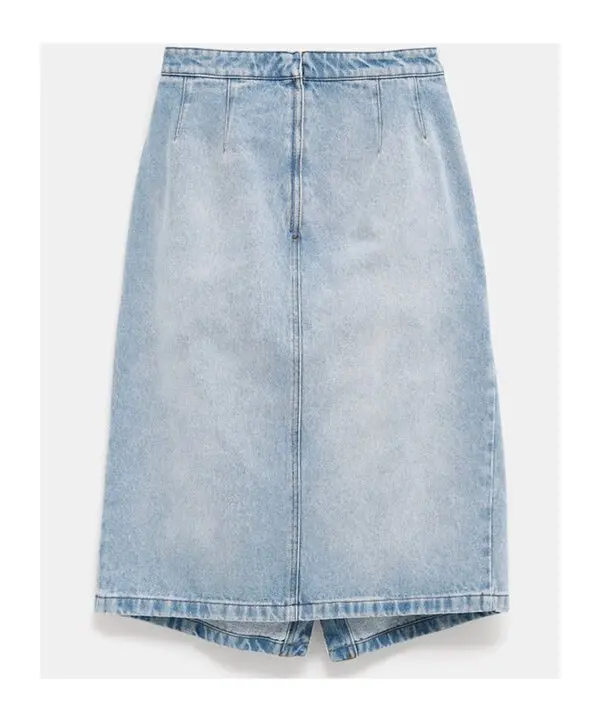 Dries Van Noten Denim Midi Skirt With Front Slit