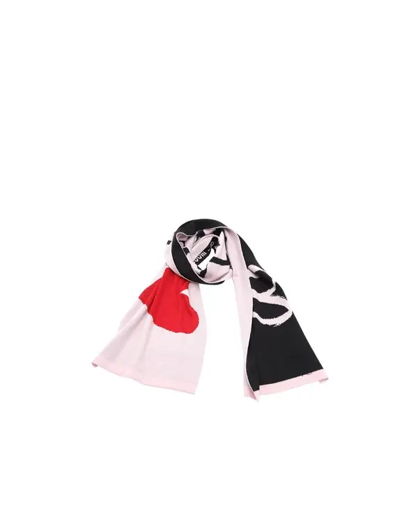 Moschino Wool Scarf With Love Pattern - Black
