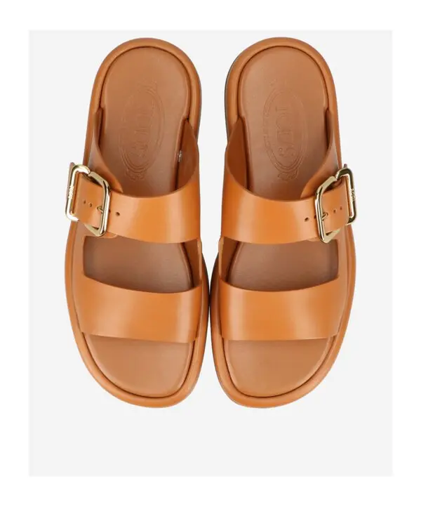 TOD'S Double Strap Slides With Buckle Detail