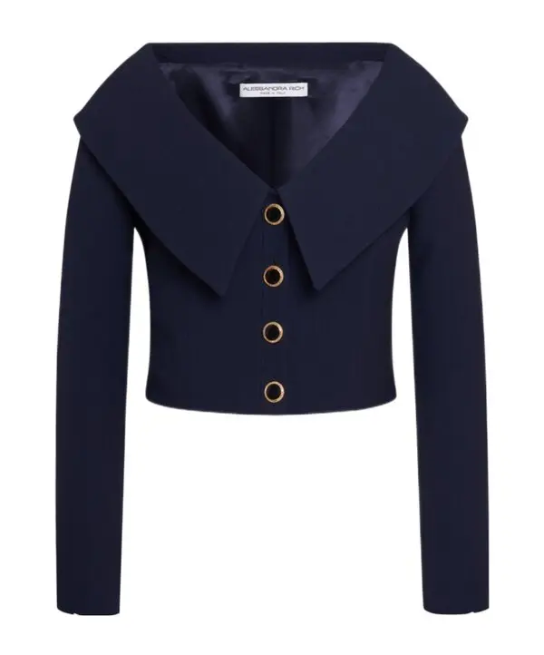 Alessandra Rich Off-shoulder Tailored Blazer With Front Button Closure