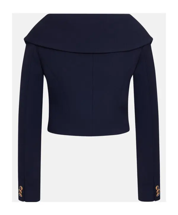 Alessandra Rich Off-shoulder Tailored Blazer With Front Button Closure