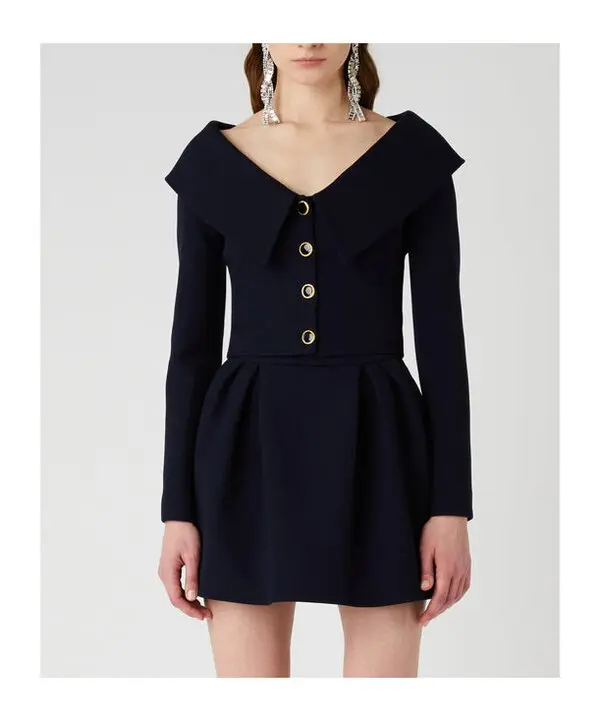 Alessandra Rich Off-shoulder Tailored Blazer With Front Button Closure