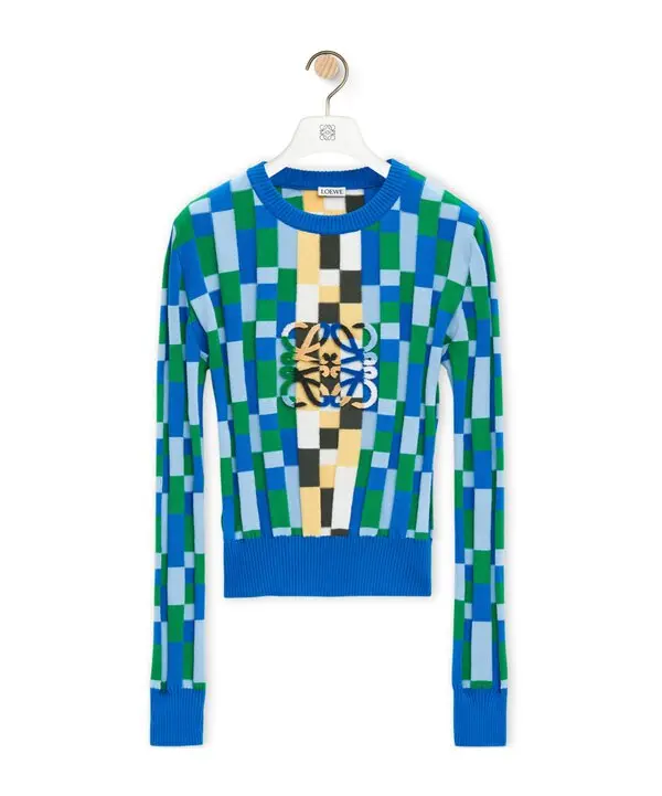 Loewe Anagram Geometric Pattern Intarsia Jumper - Multi-color
