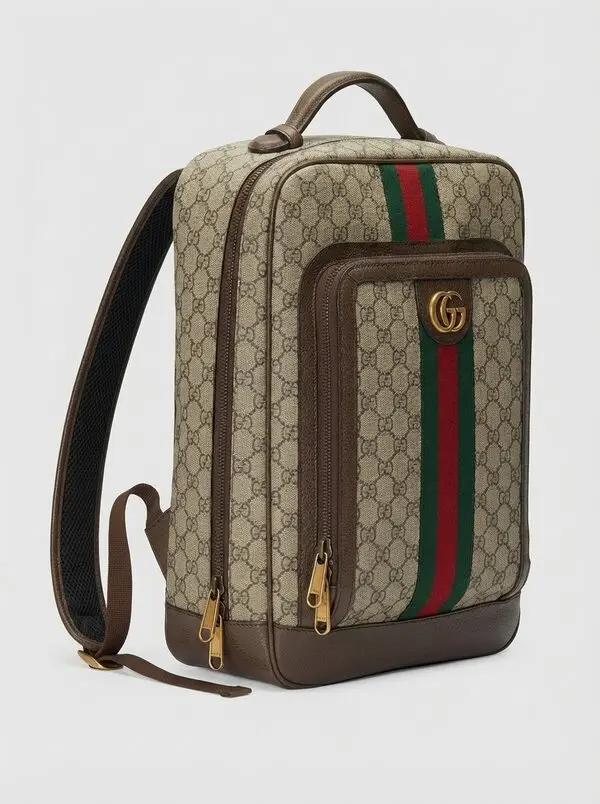 Gucci Ophidia Gg Supreme Canvas Leather Backpack - Green