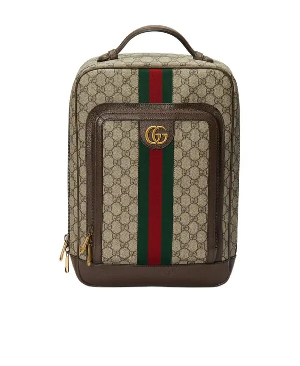 Gucci Ophidia Gg Supreme Canvas Leather Backpack - Green