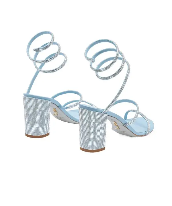 Rene Caovilla Open-toe Embellished High-heeled Sandals - Blue