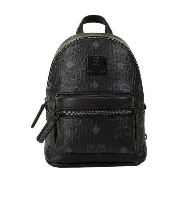 Mcm Stark Monogram Print Zipped Backpack - Black
