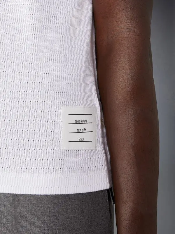 Thom Browne Pointelle-knit Crewneck T-shirt - White
