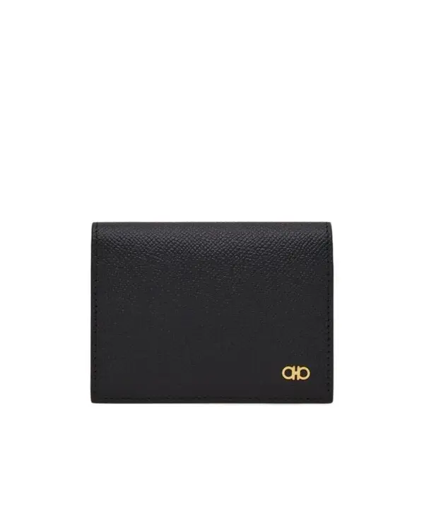 FERRAGAMO Gancini Leather Wallet - Black