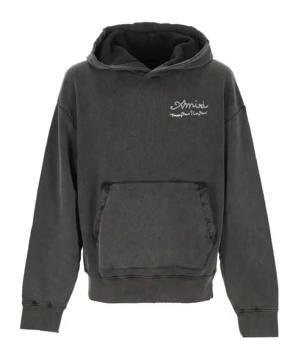 Amiri Logo Embellished Vintage Effect Hoodie - Black
