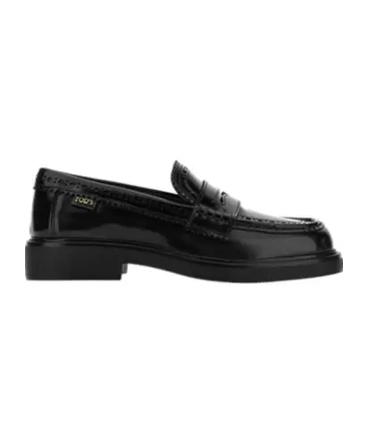 TOD'S Brogue-trim Almond Toe Loafers - Nero