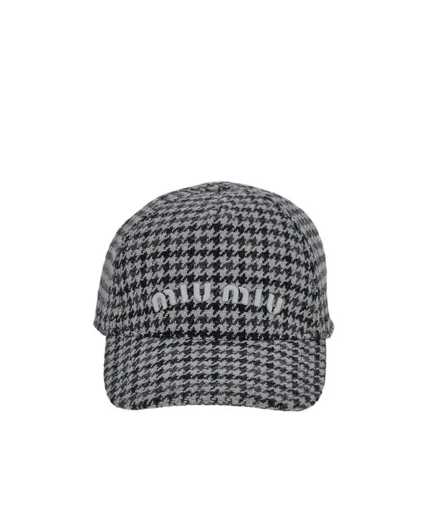 Miu Miu Shetland Logo Houndstooth Cap