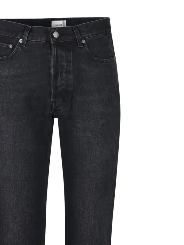 HAIKURE Mid-wash Straight Leg Jeans - Black