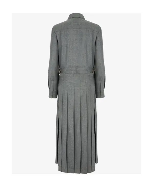 Fendi Long Sleeved Pleated Shirt-style Jumpsuit