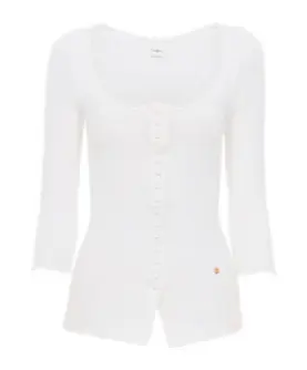 Chloé Scalloped Button Cardigan - White