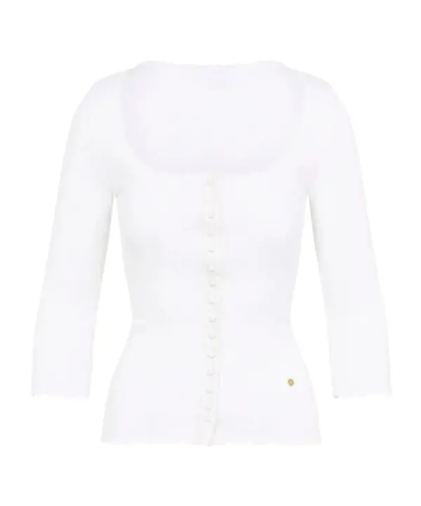 Chloé Scoop-neck Fitted Knit Cardigan - White
