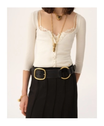 Chloé Scoop Neck Fitted Knit Cardigan With Lace Trim - White