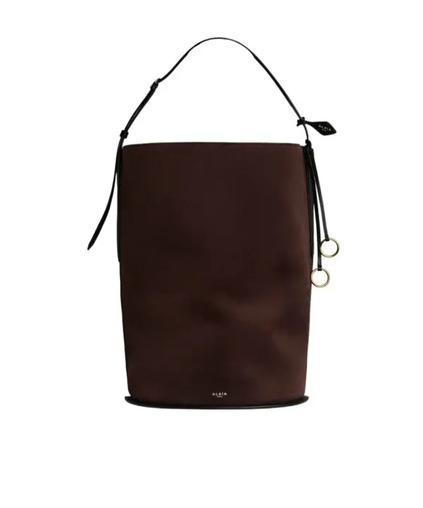 Alaïa Hip Large Bucket Bag In Suede - Black
