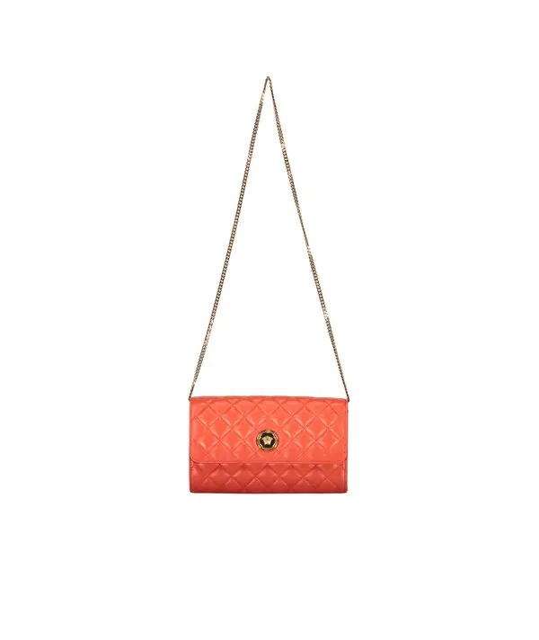 Versace Quilted Foldover Clutch Bag With Buckle Closure