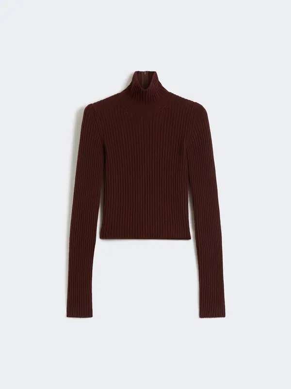 Max Mara Aral Ribbed High-neck Jumper - Brown