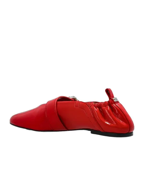 GANNI Buckled Ballet Flats - Red