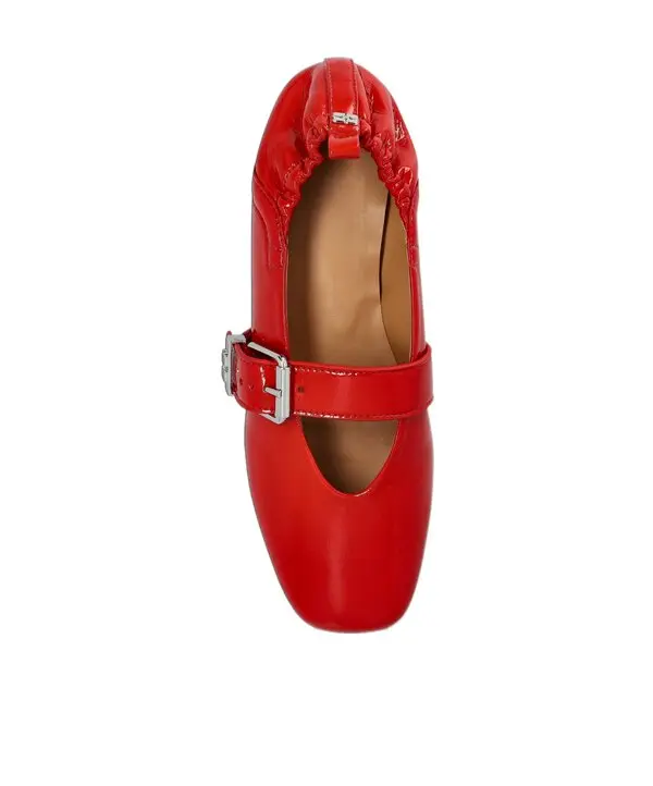 GANNI Buckled Ballet Flats - Red