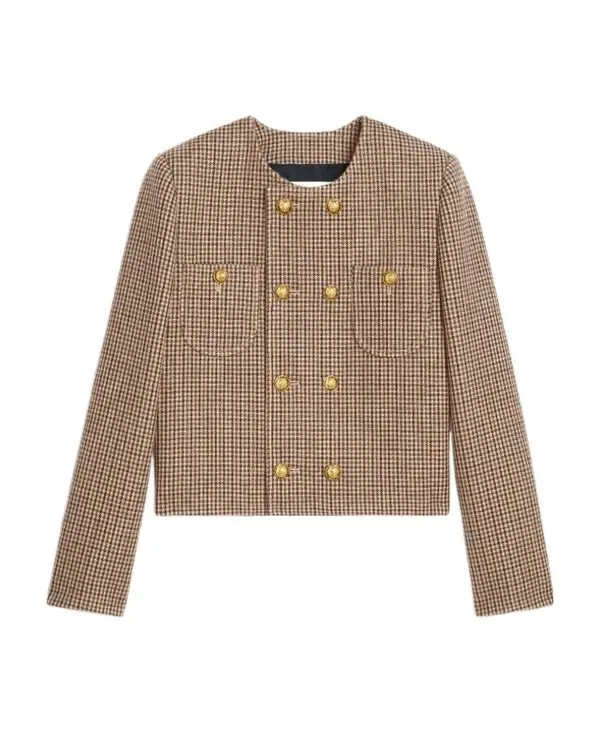 Celine Chelsea Jacket In Double Houndstooth Wool