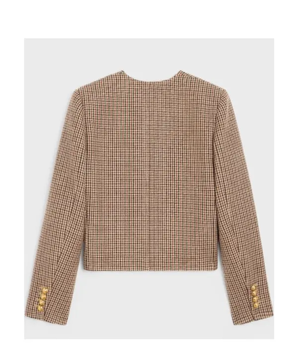 Celine Chelsea Jacket In Double Houndstooth Wool
