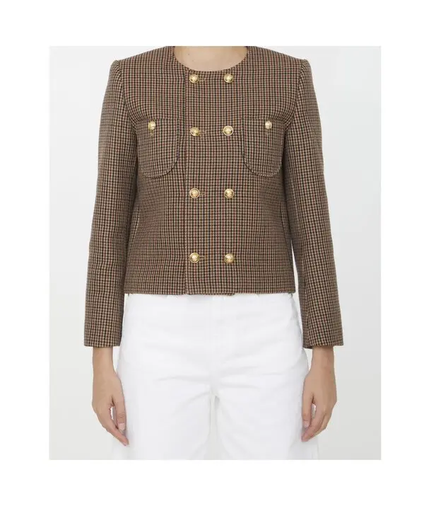 Celine Chelsea Jacket In Double Houndstooth Wool