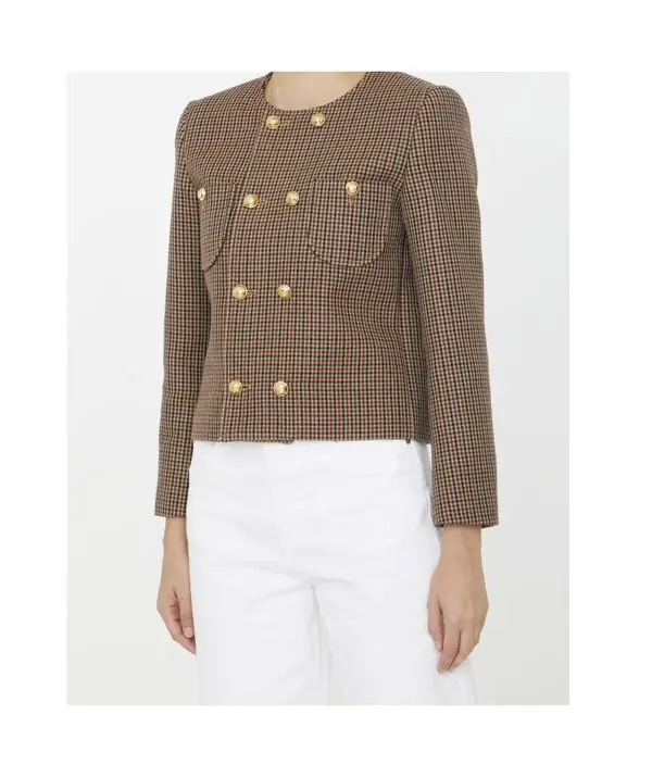 Celine Chelsea Jacket In Double Houndstooth Wool