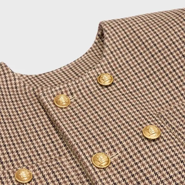 Celine Chelsea Jacket In Double Houndstooth Wool