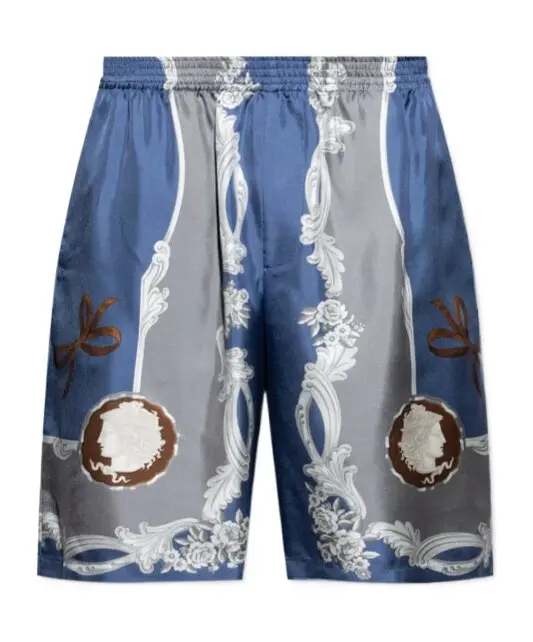 Versace Pattern Printed Elasticated Waist Shorts - Blue