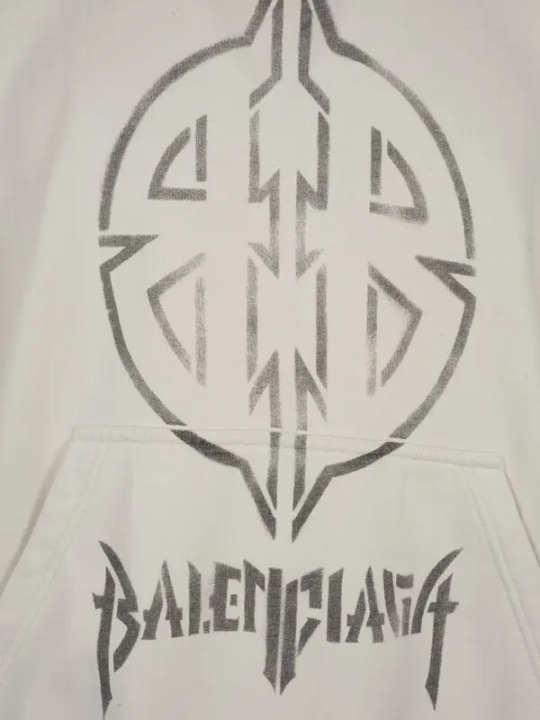 Balenciaga Logo Printed Hoodie - White