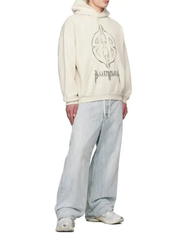 Balenciaga Logo Printed Hoodie - White