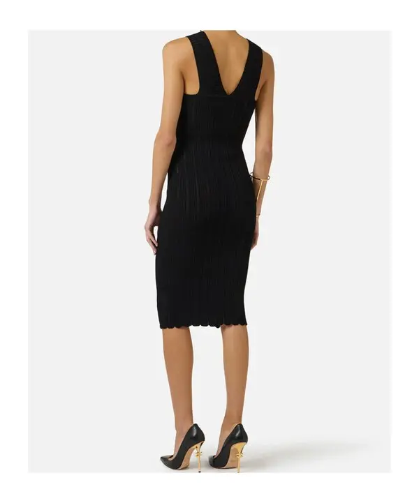 Elisabetta Franchi Pointelle V-neck Knitted Dress