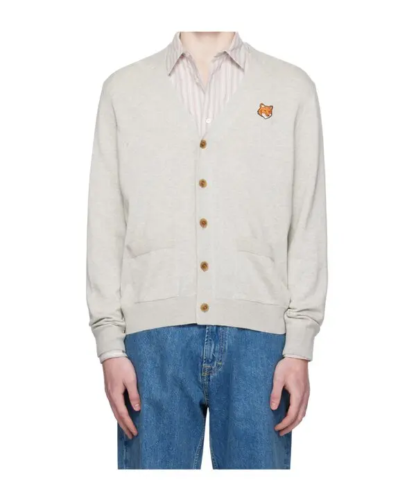 Maison Kitsuné Fox Head Cardigan - White