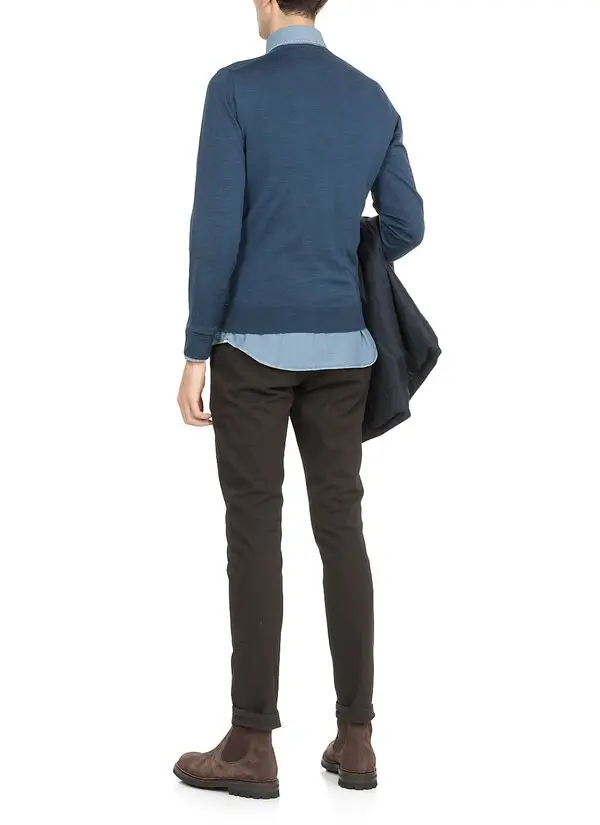 John Smedley Lundy Crewneck Long-sleeved Woolen Pullover - Blue