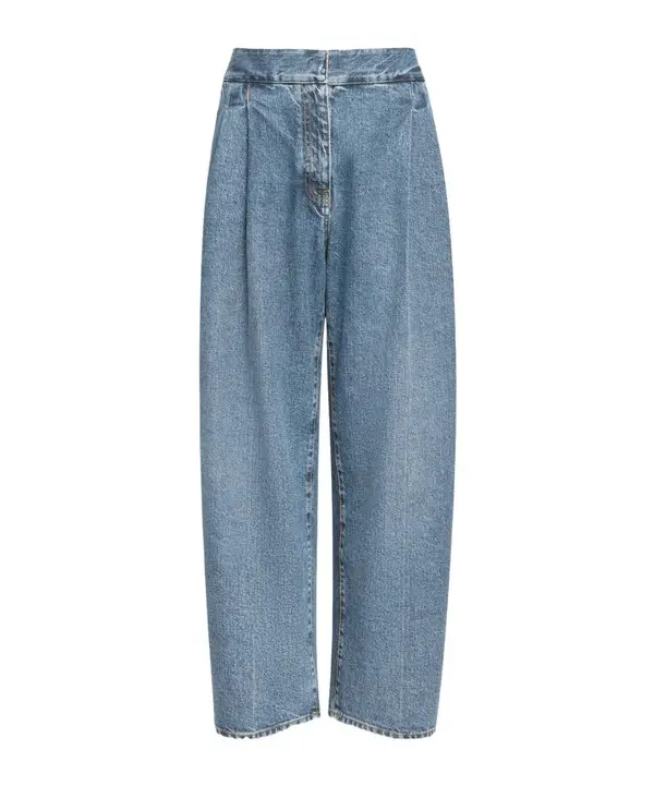 Alaïa Vintage Effect Washed Denim Pleated Pants - Blue
