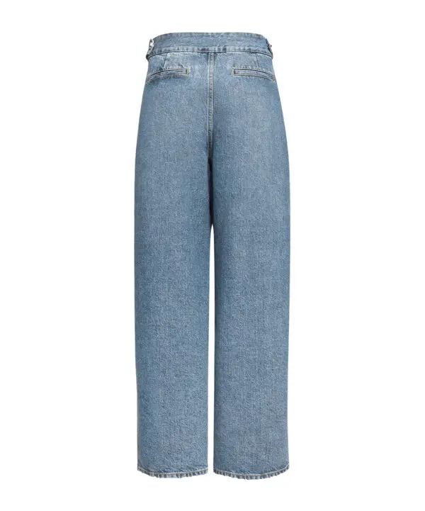 Alaïa Vintage Effect Washed Denim Pleated Pants