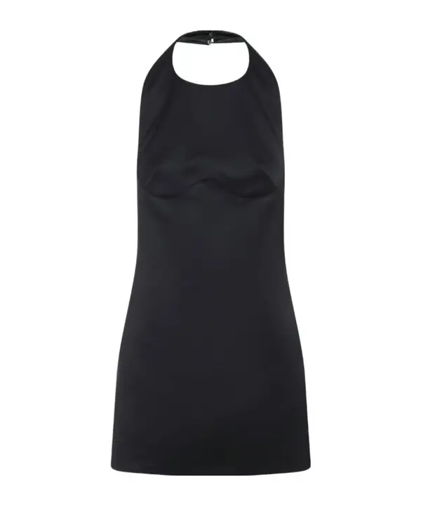 Elisabetta Franchi Charm Halterneck Mini Dress - Black