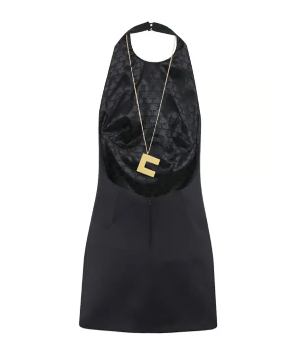 Elisabetta Franchi Halterneck Mini Dress With Necklace Detail - Black