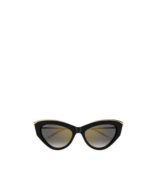 Cartier Cat-eye Metal Detail Sunglasses - Black Gold