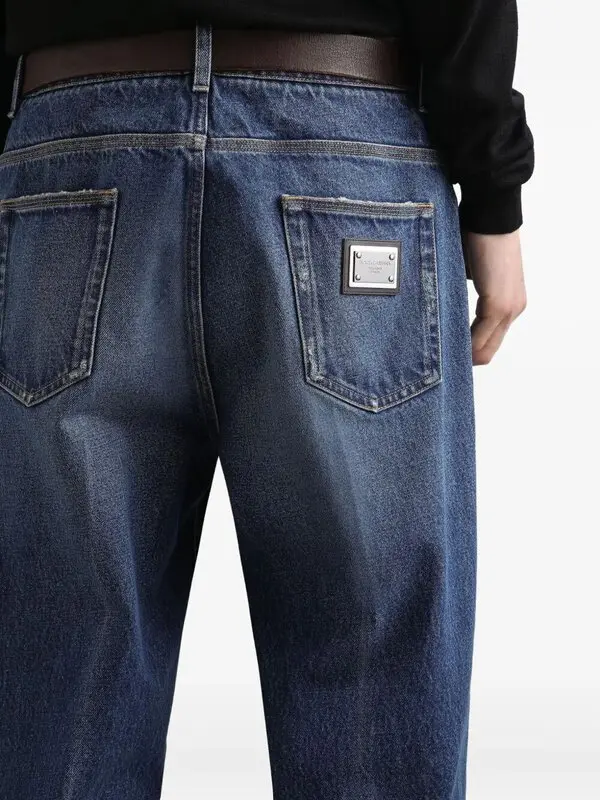 Dolce & Gabbana Distressed Logo Plaque Jeans